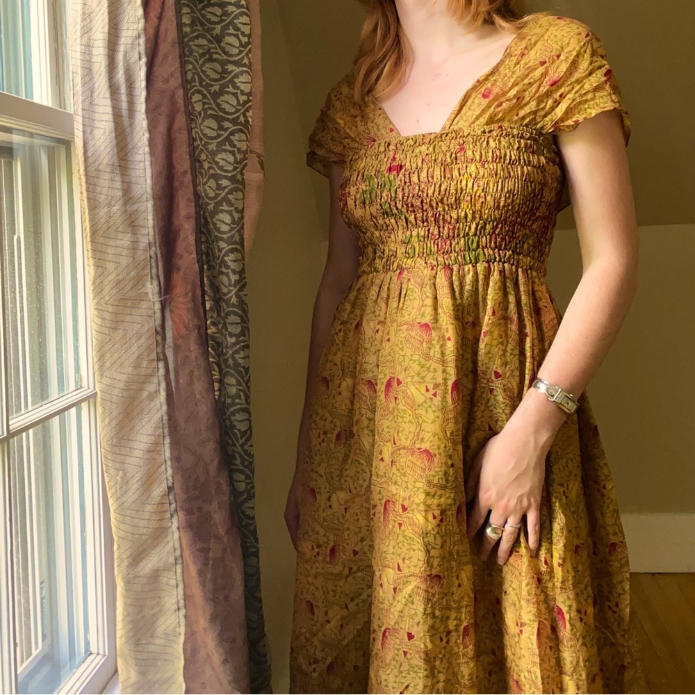100% Silk Patterned Dress (Super Versatile) - Gem